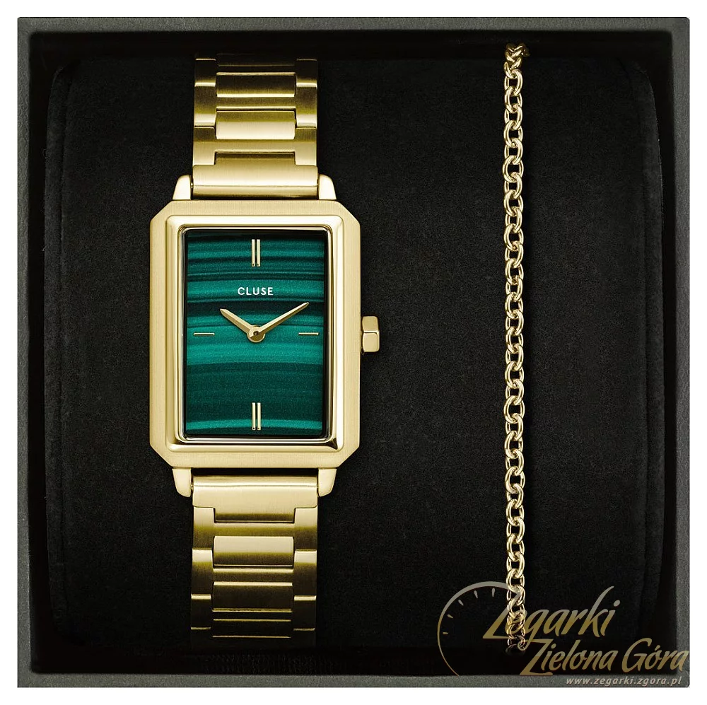 Cluse CG11506 ⌚ Fluette Gold Green Dial and Chain Bracelet Set Zegarek ...
