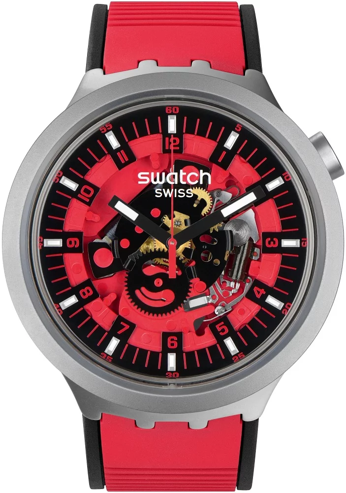 Swatch SB07S110 ⌚ Big Bold Irony RED JUICY Zegarek Męski