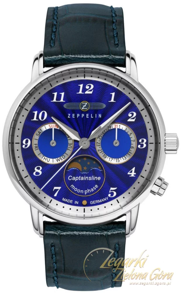 Zeppelin ZE-86393 ⌚ Ultramarin Captain Moonphase Day-Date Quartz ...